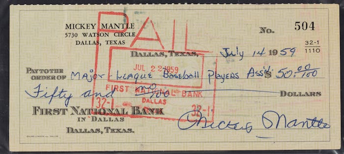 Mickey Mantle's signature through the years - Sports Collectors Digest
