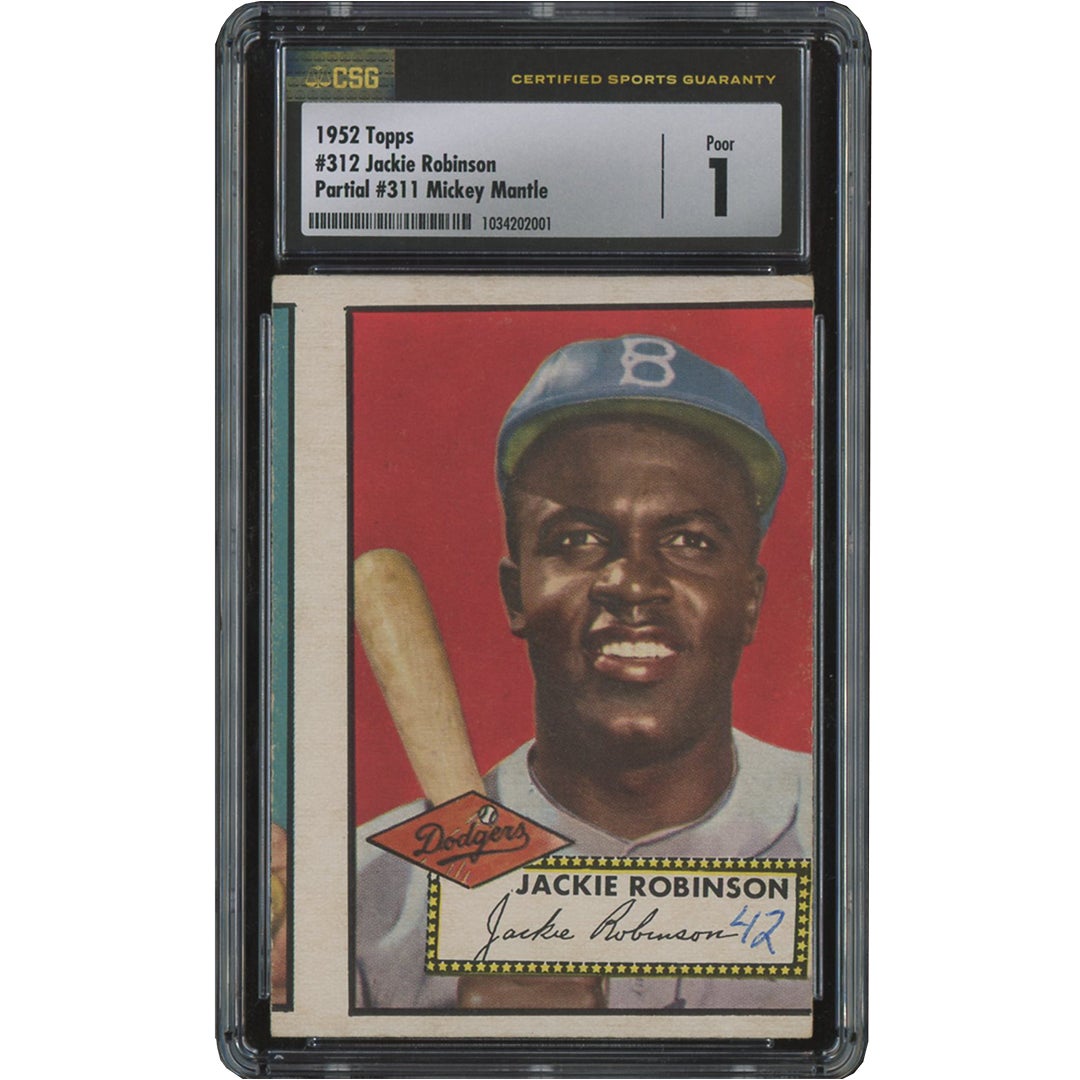 Miscut 1952 Topps Jackie Robinson, Mickey Mantle card highlights SCP ...