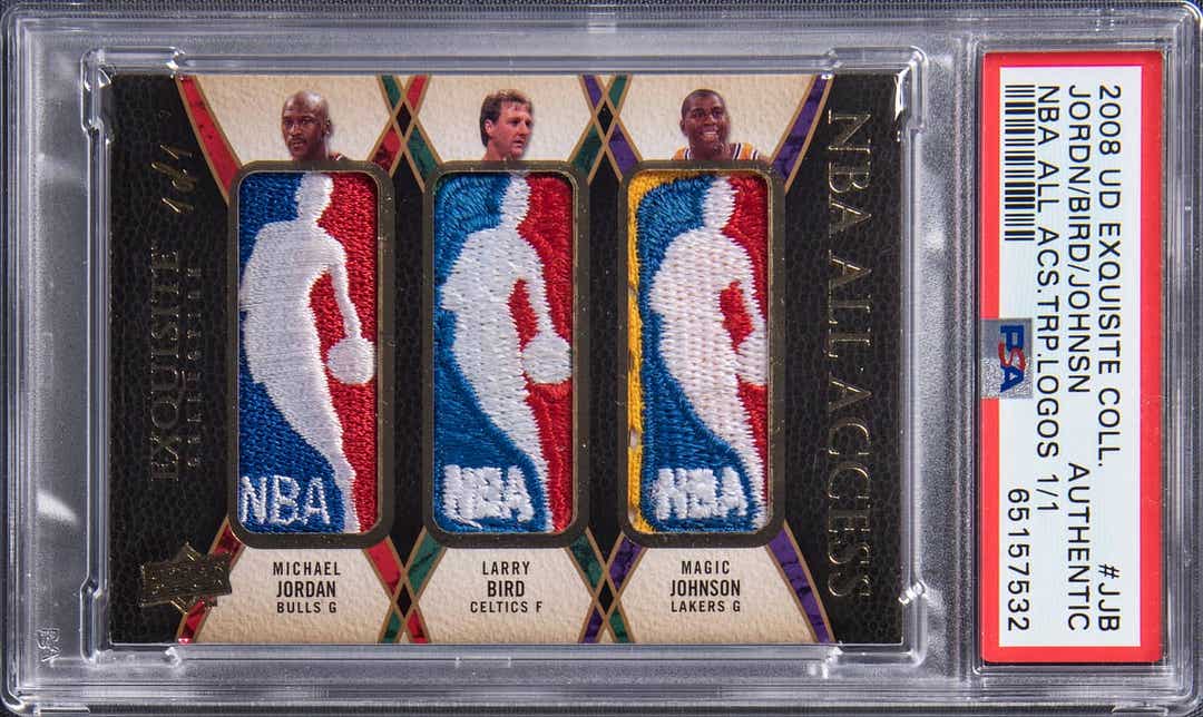 Rare Michael Jordan, Larry Bird, Magic Johnson Triple Logoman card ...